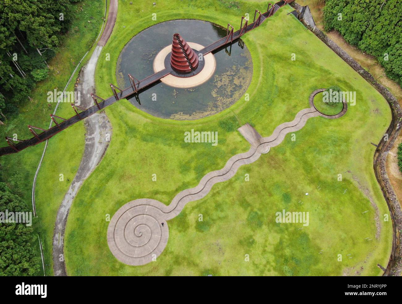 A picture shows art works by Israel sculptor Dani Karavan at Murou Art ...