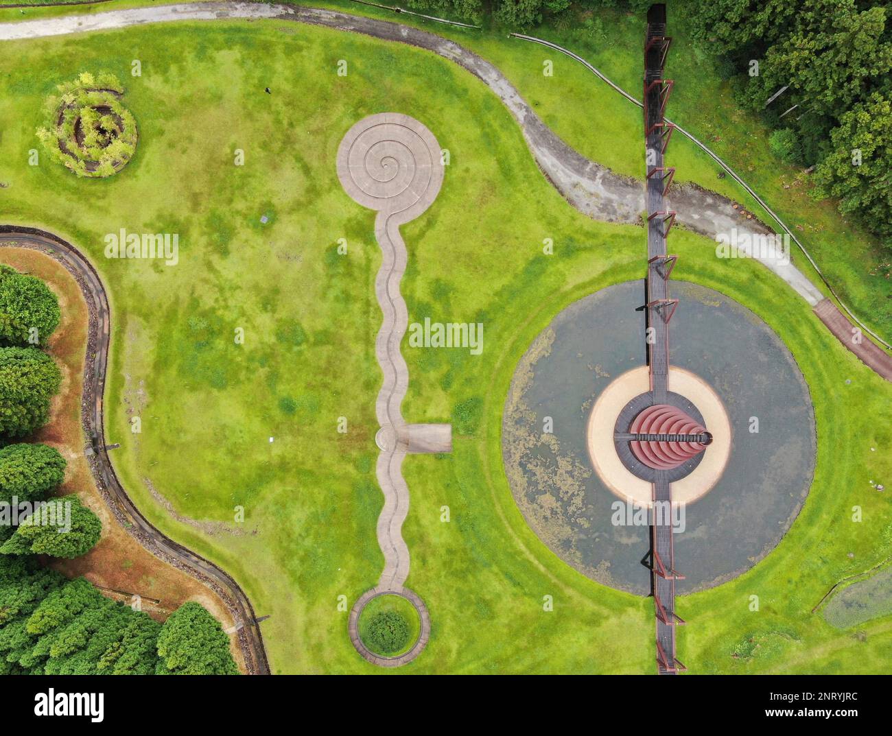 A picture shows art works by Israel sculptor Dani Karavan at Murou Art ...