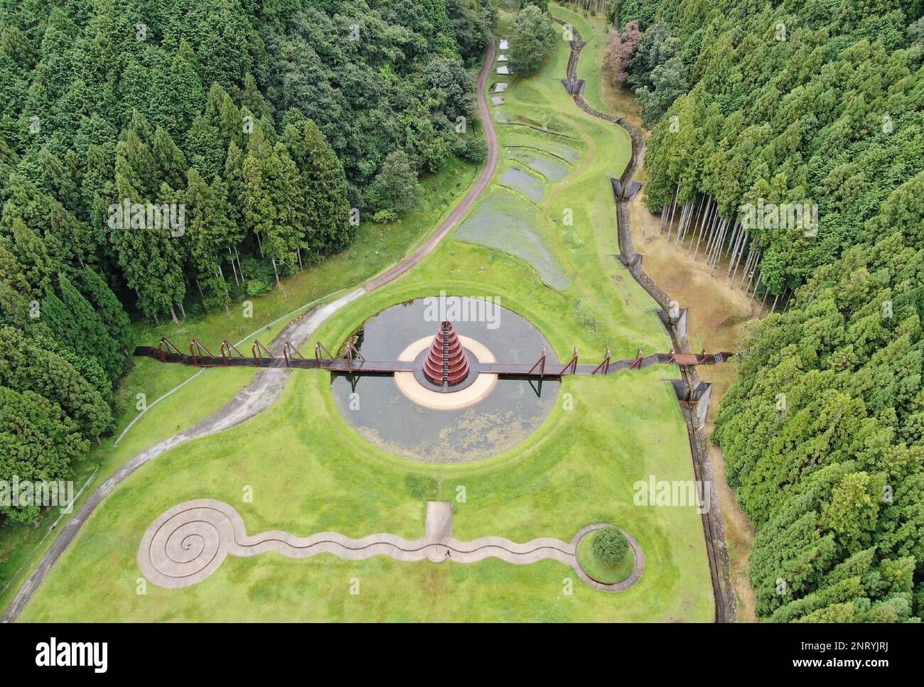 A picture shows art works by Israel sculptor Dani Karavan at Murou Art ...