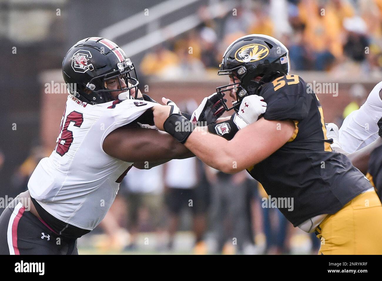 Sep 21, 2019: Missouri Tigers offensive lineman Case Cook (59) stops ...
