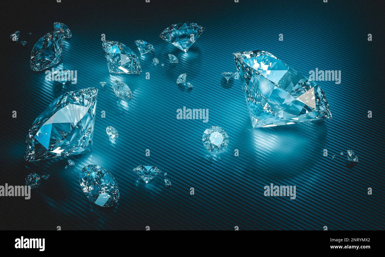 3d render diamond background on carbon fibre top Stock Photo - Alamy