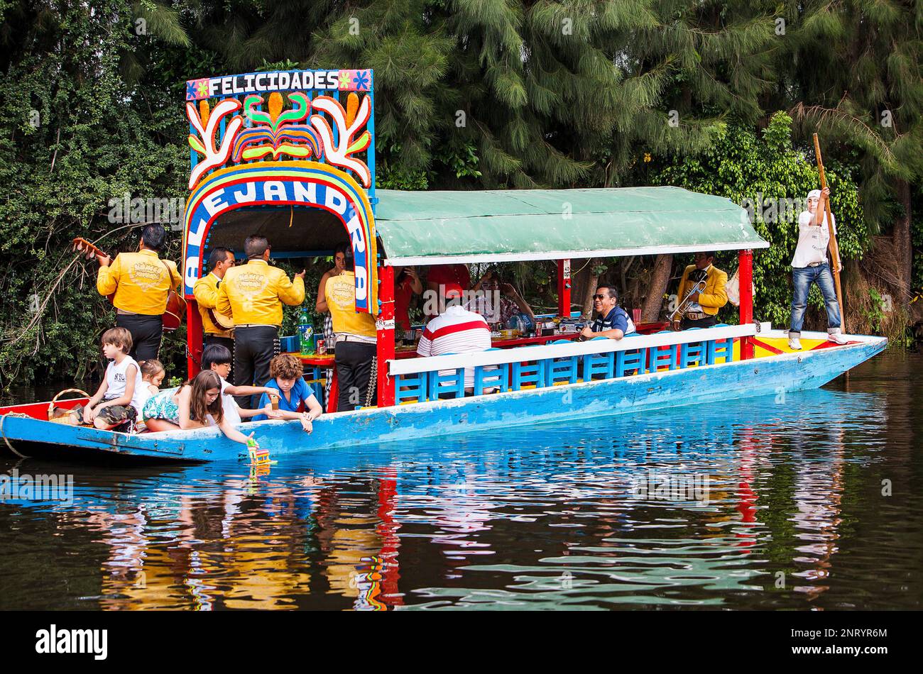 Trajineras on Canal, Xochimilco, Mexico City, Mexico Stock Photo - Alamy
