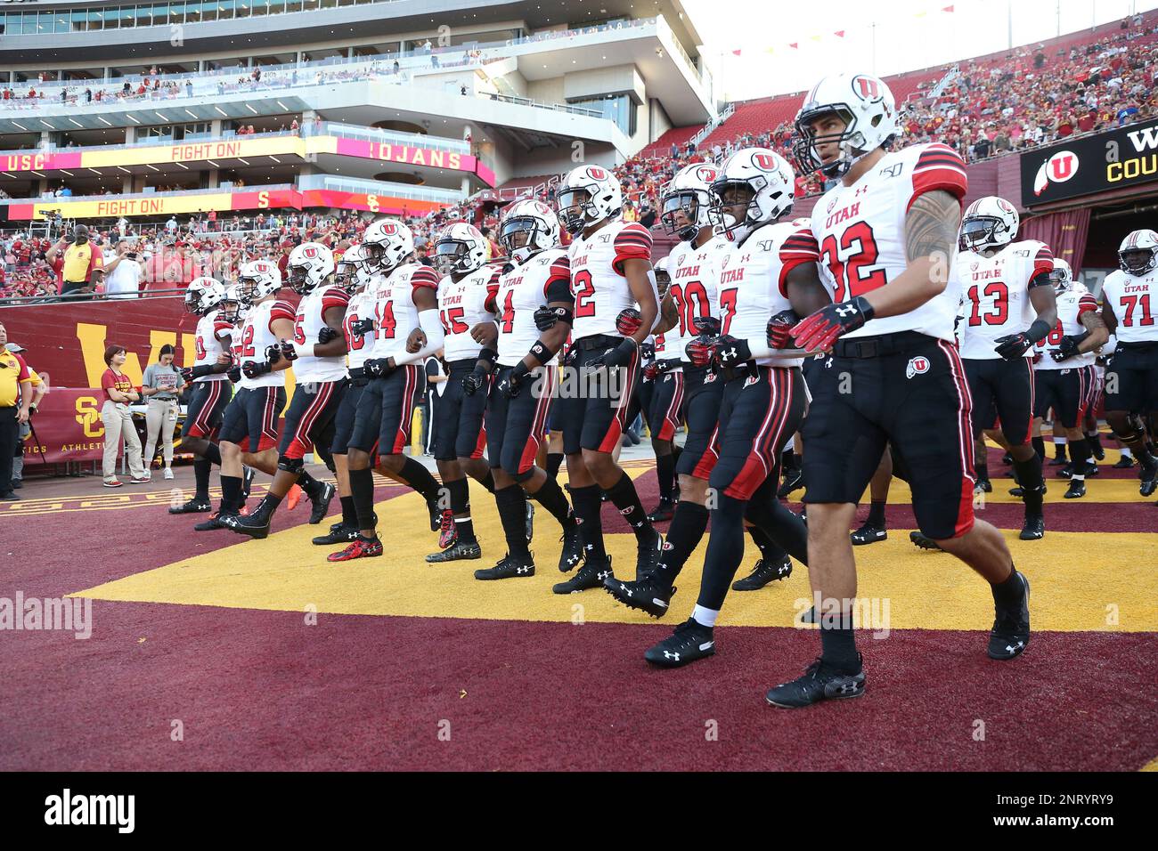 LOS ANGELES, CA - SEPTEMBER 20: The Utah team comes out fo the tunnel ...