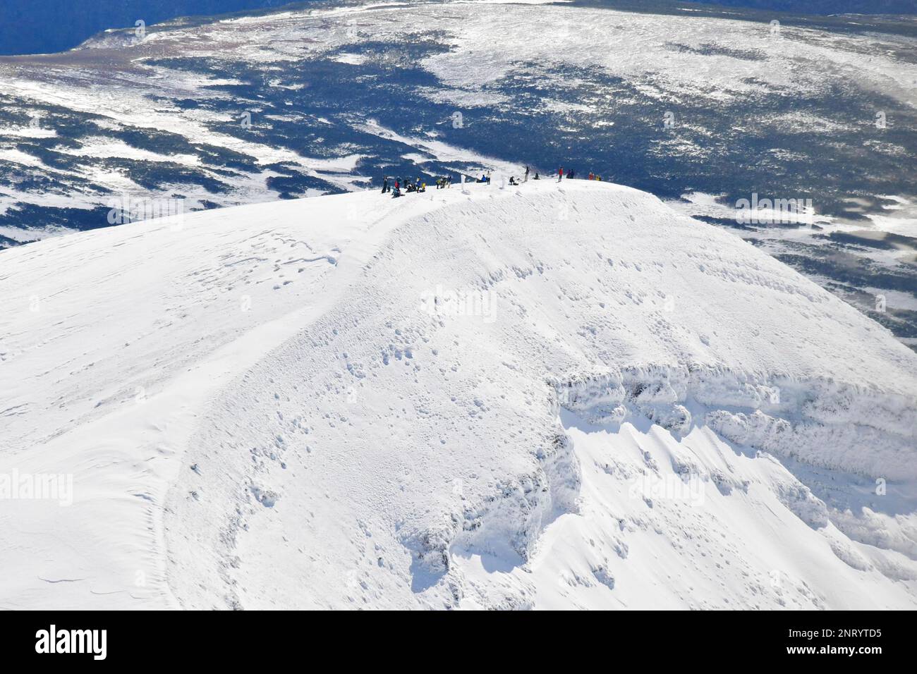 An aerial photo shows Asahidake, Mount Asahi, covered with snow in ...