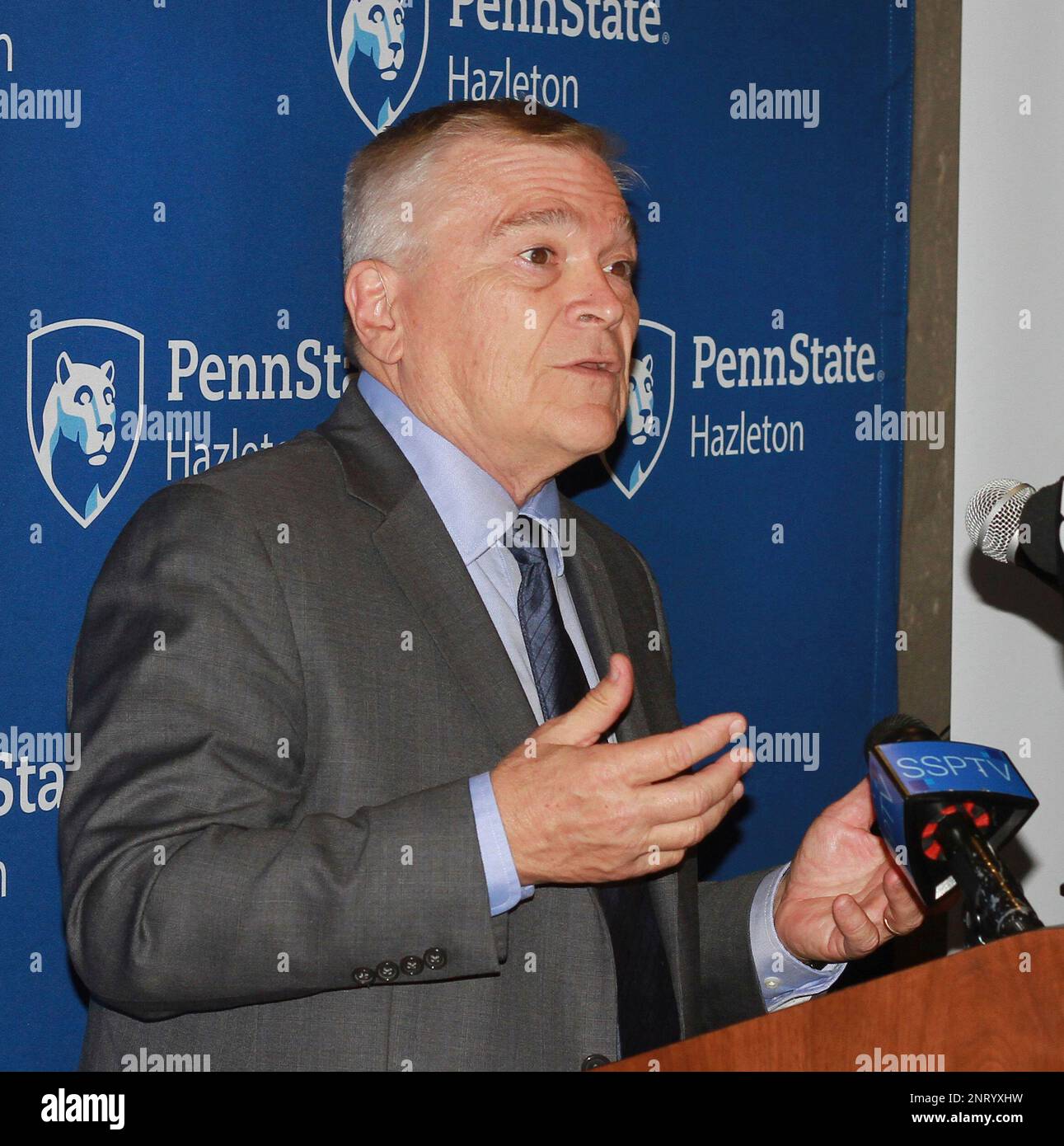 President Penn State University, Eric Barron, offers remarks at the ...