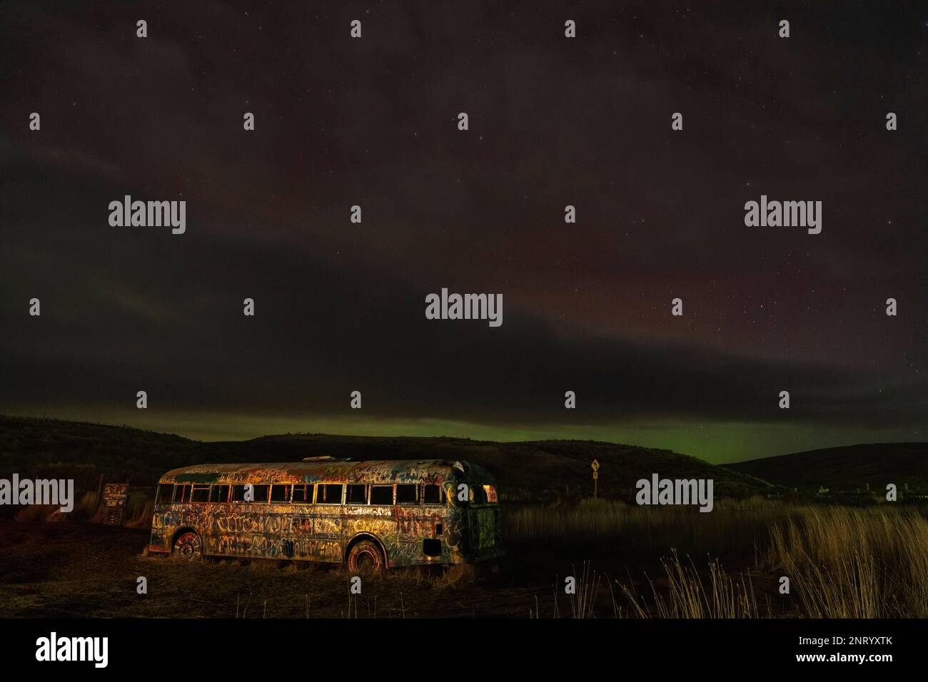 An aurora borealis, also known as the northern lights, is seen in the ...