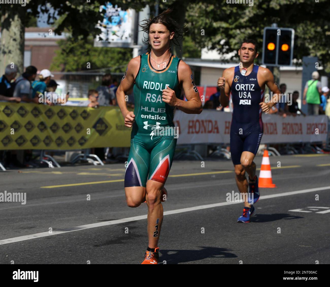 Jamie Riddle, of South Africa, at the Triathlon World Championship 2019 ...