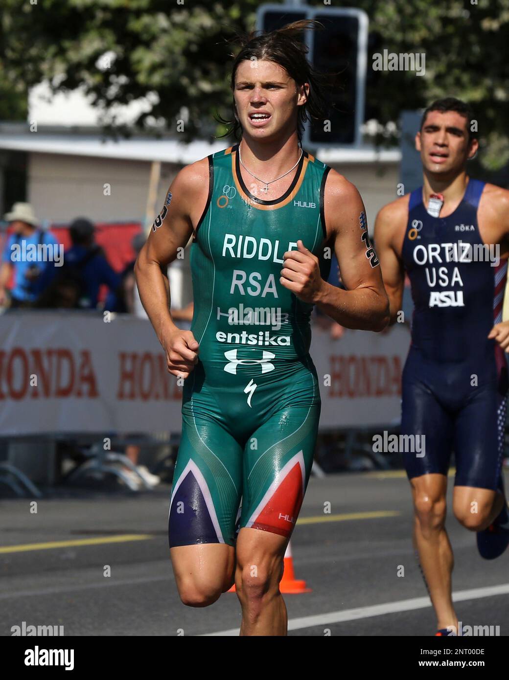 Jamie Riddle, of South Africa, at the Triathlon World Championship 2019 ...