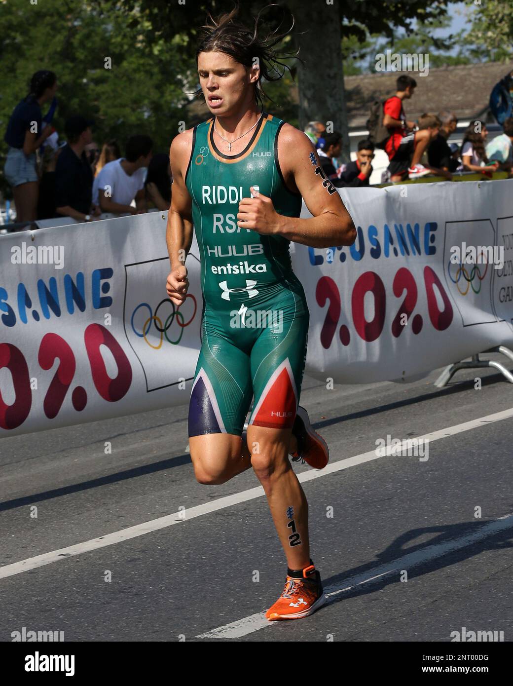 Jamie Riddle, of South Africa, at the Triathlon World Championship 2019 ...