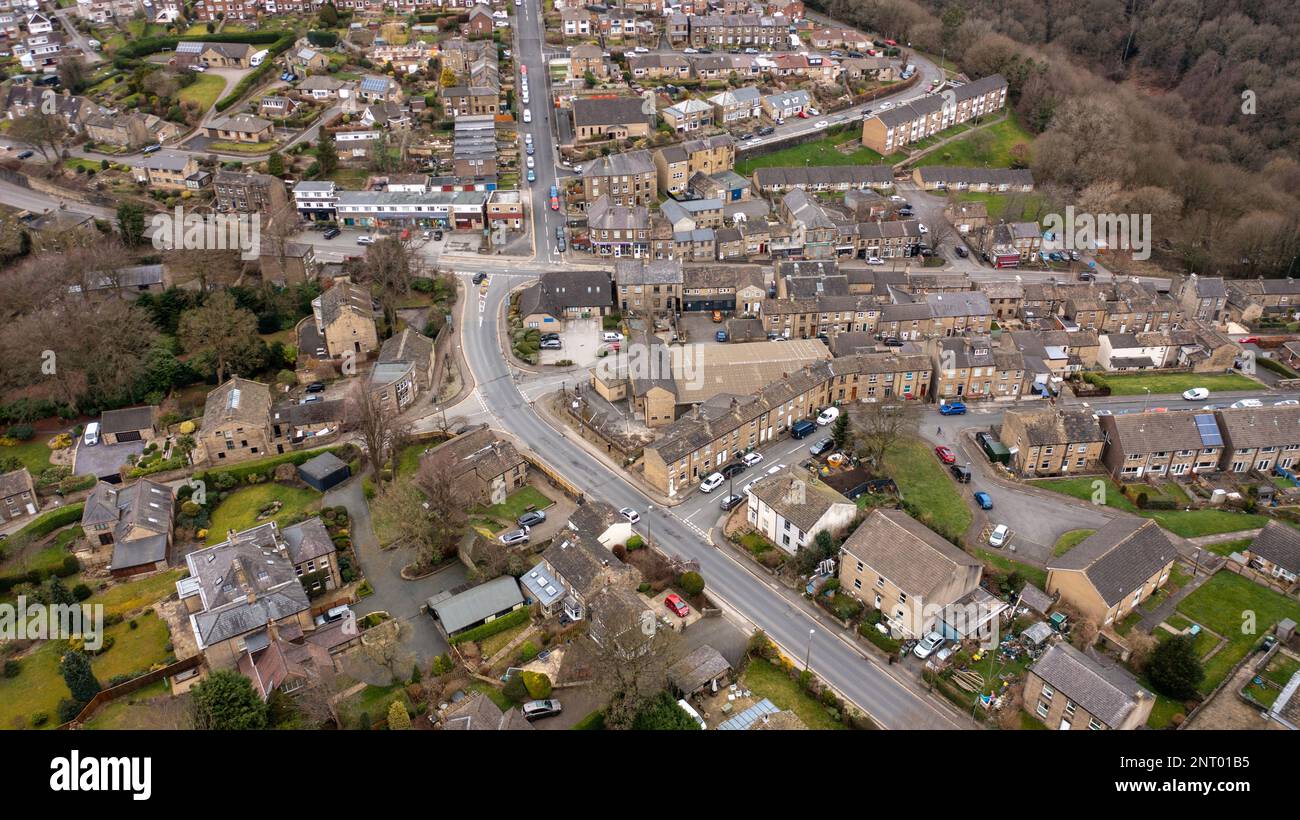 Aerial drone photo of the Village of Netherton near Huddersfield, in ...