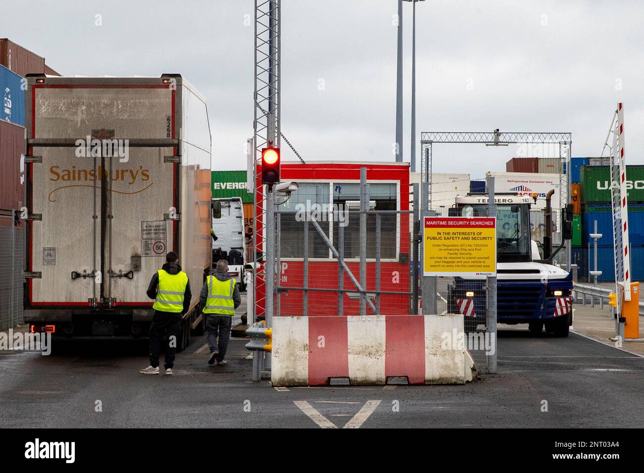 Freight lorries at the Stena Line Terminal at Belfast Port. Picture ...