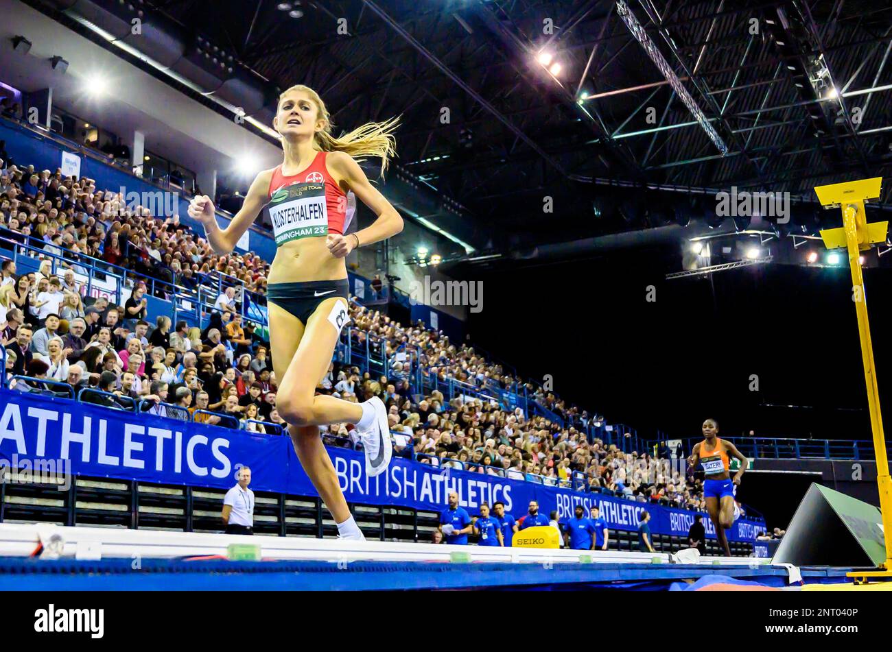 Birmingham, UK, 25 February 2023. Konstanze KLOSTERHALFEN (Germany) finishes Third in the Womens ...
