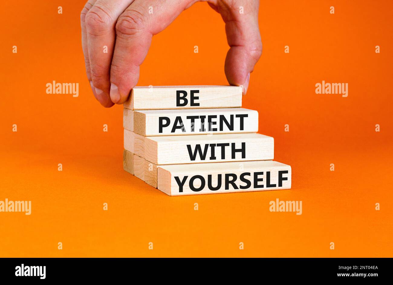 Patient with yourself symbol. Concept words Be patient with yourself on ...
