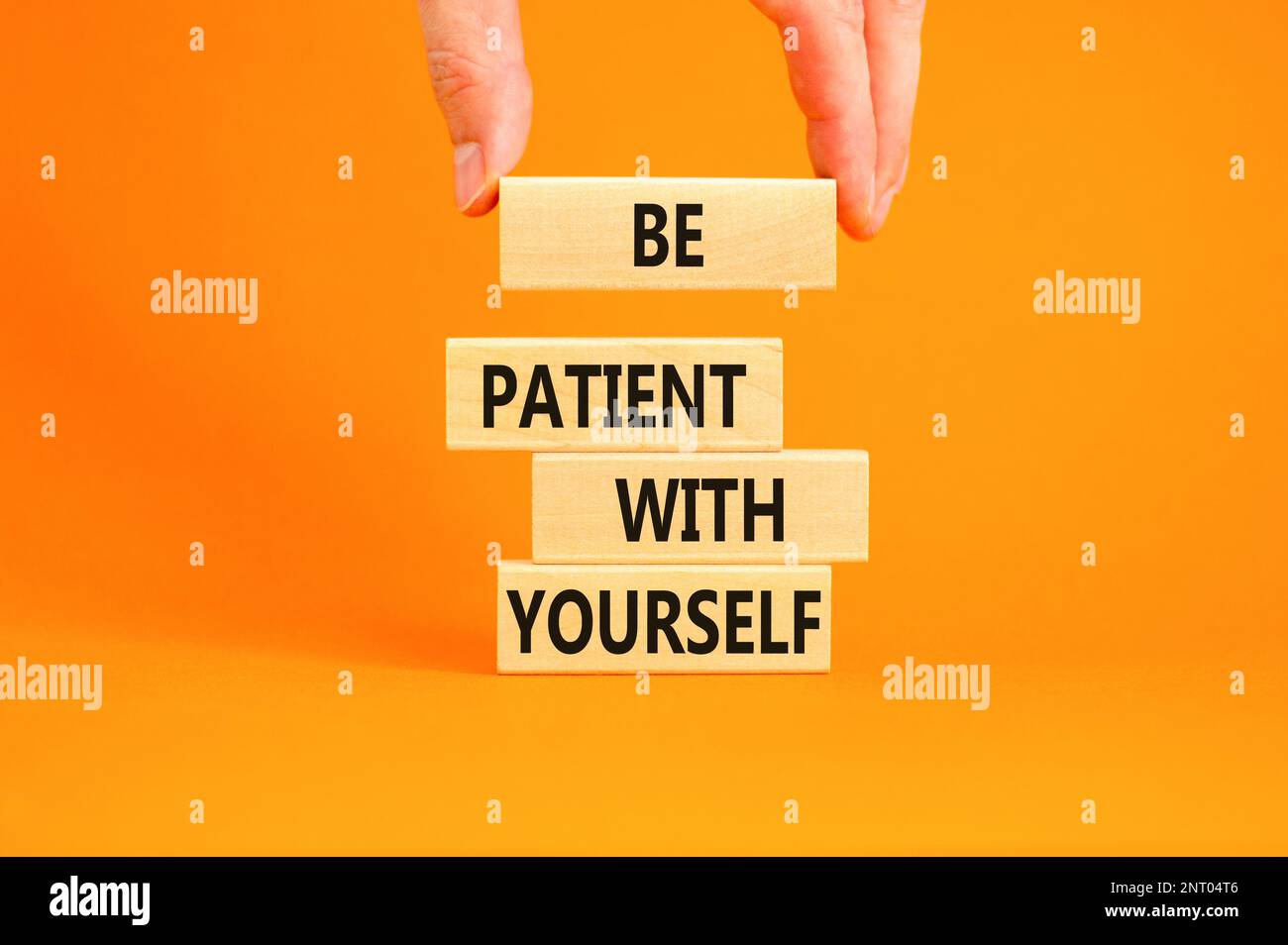 Patient with yourself symbol. Concept words Be patient with yourself on ...