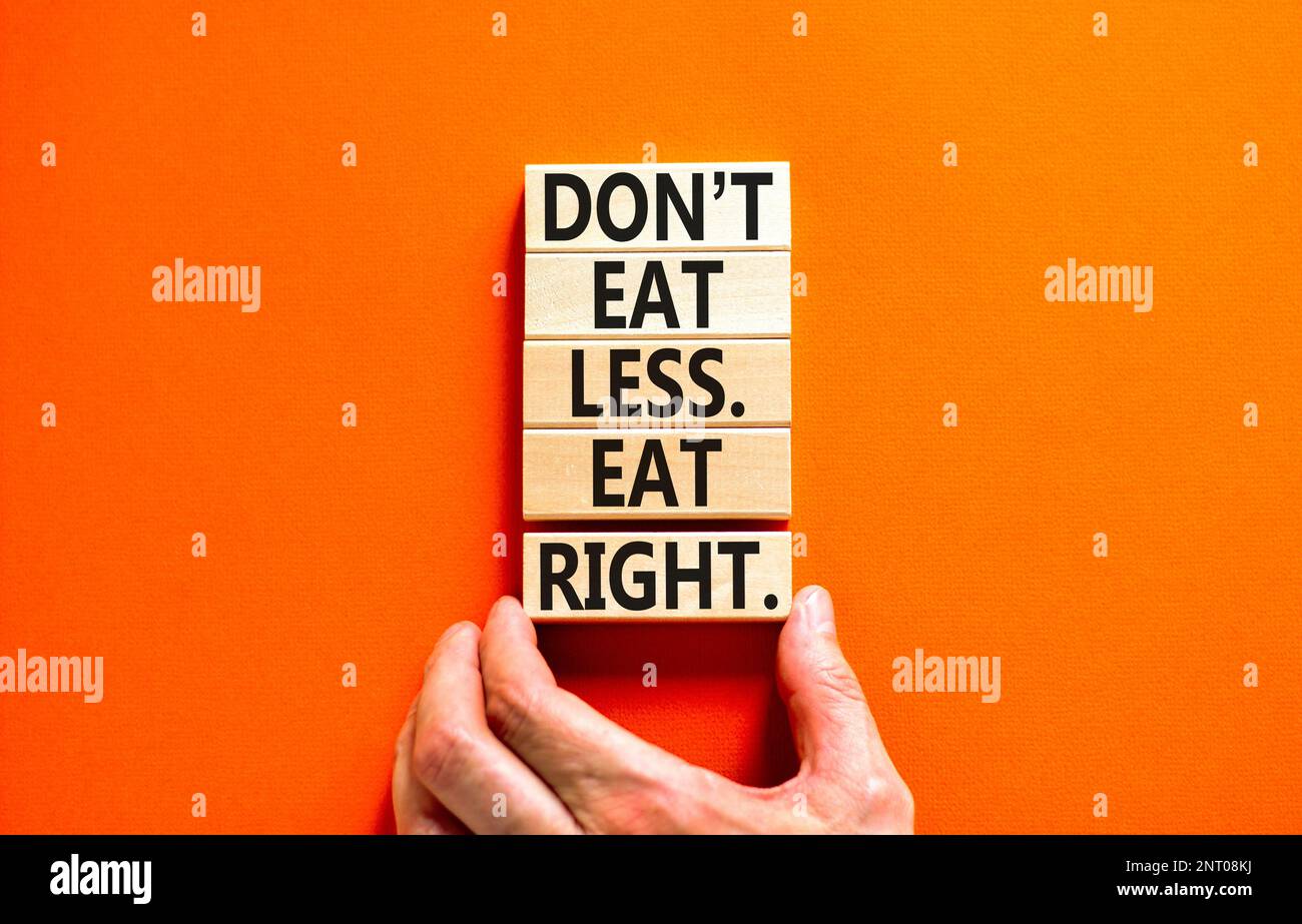 Eat less or right symbol. Concept words Do not eat less, eat right on ...