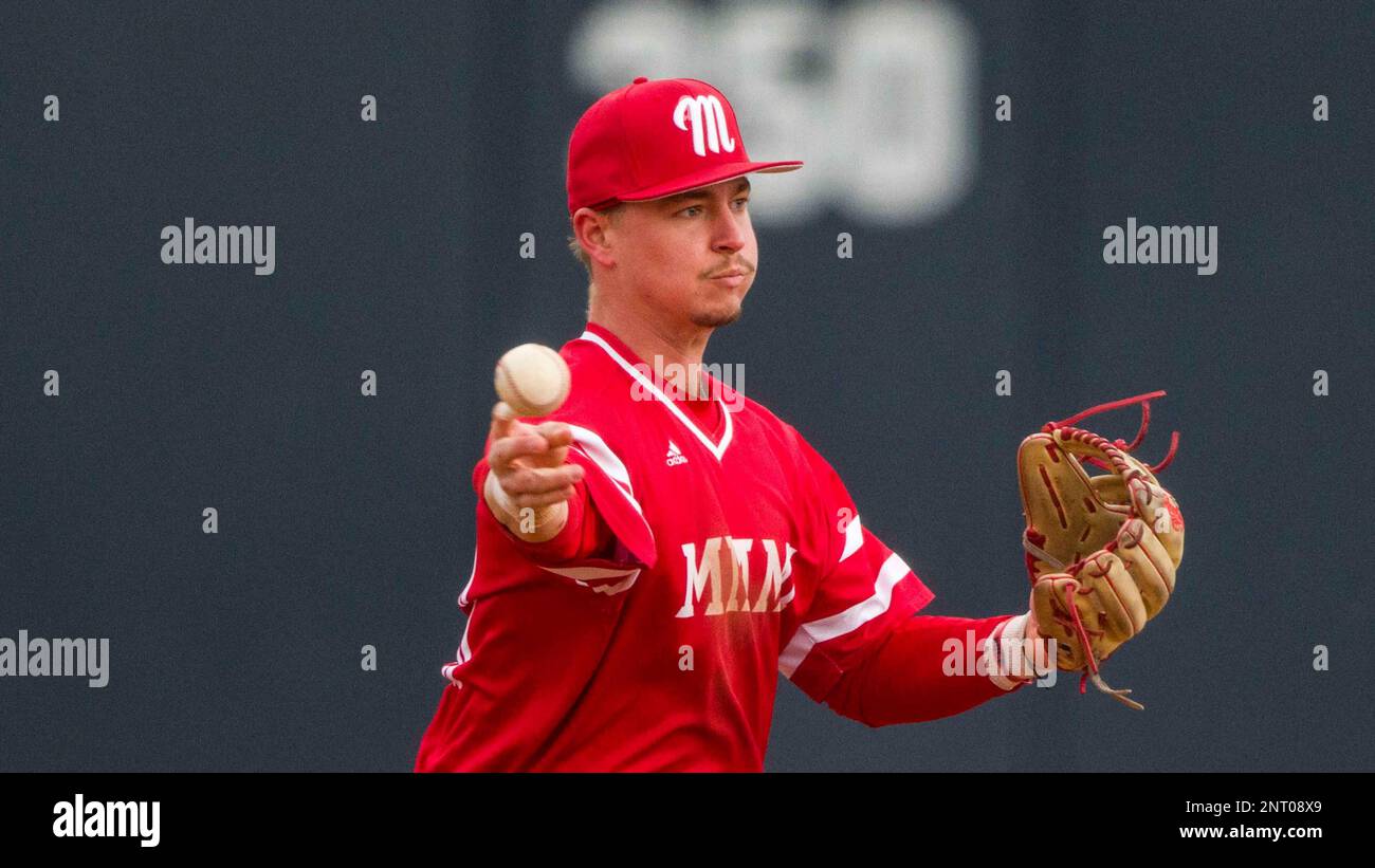 Miami (OH) second baseman Dillon Baker (21) during an NCAA baseball ...