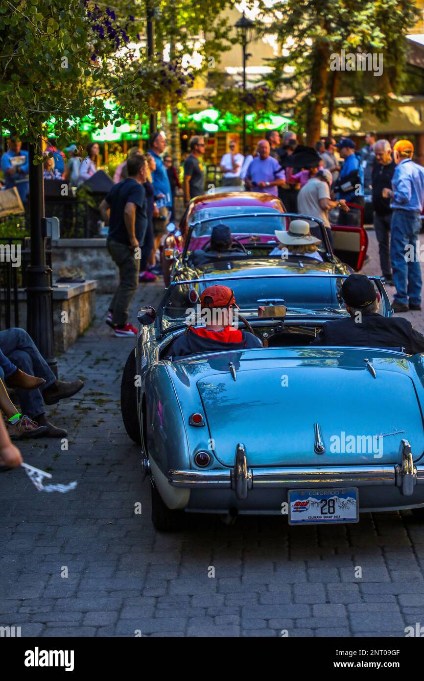 Cars line up after finishing the Colorado Grand Friday, Sept. 13, in ...