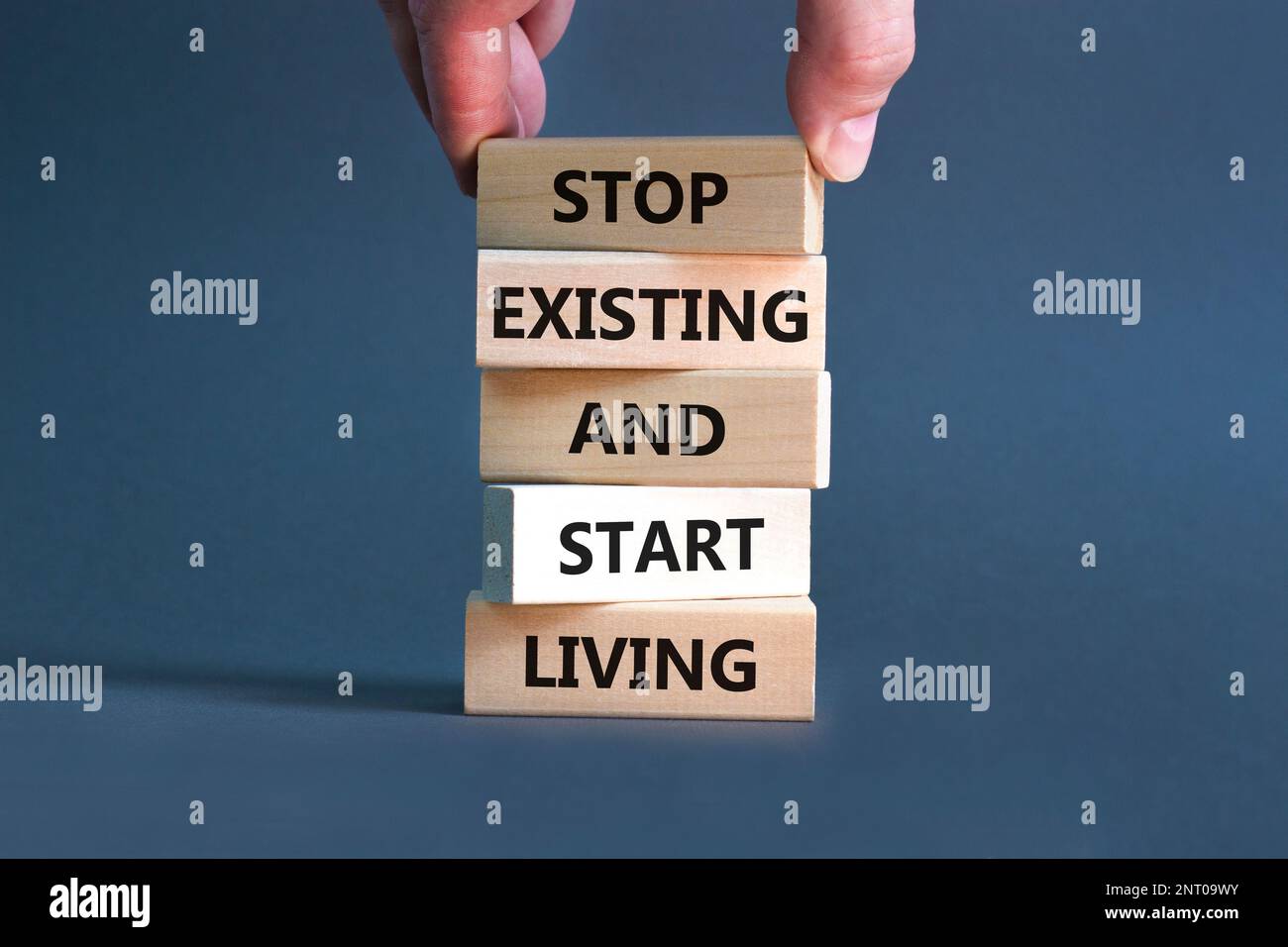 Stop Existing Start Living Symbol Concept Words Stop Existing And
