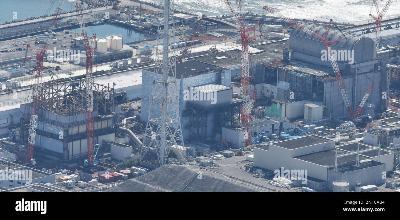 An aerial photo shows the Fukushima Daiichi Nuclear Power Plant in ...