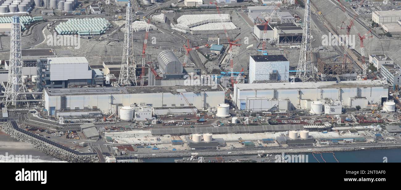 An aerial photo shows the Fukushima Daiichi Nuclear Power Plant in ...