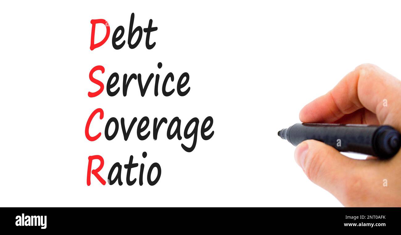DSCR debt service coverage ratio symbol. Concept words DSCR debt ...
