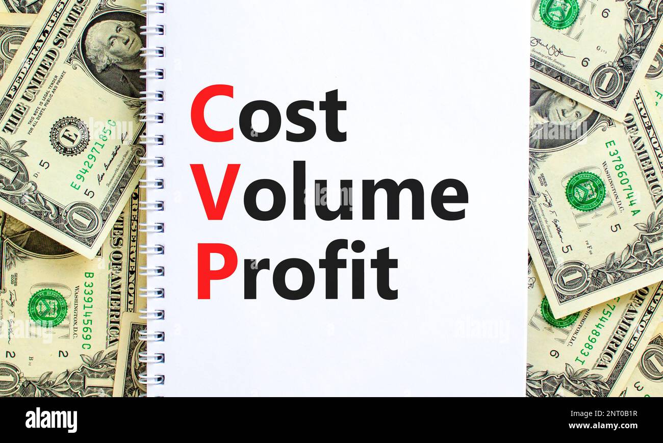 CVP cost volume profit symbol. Concept words CVP cost volume profit on white note on a beautiful ...