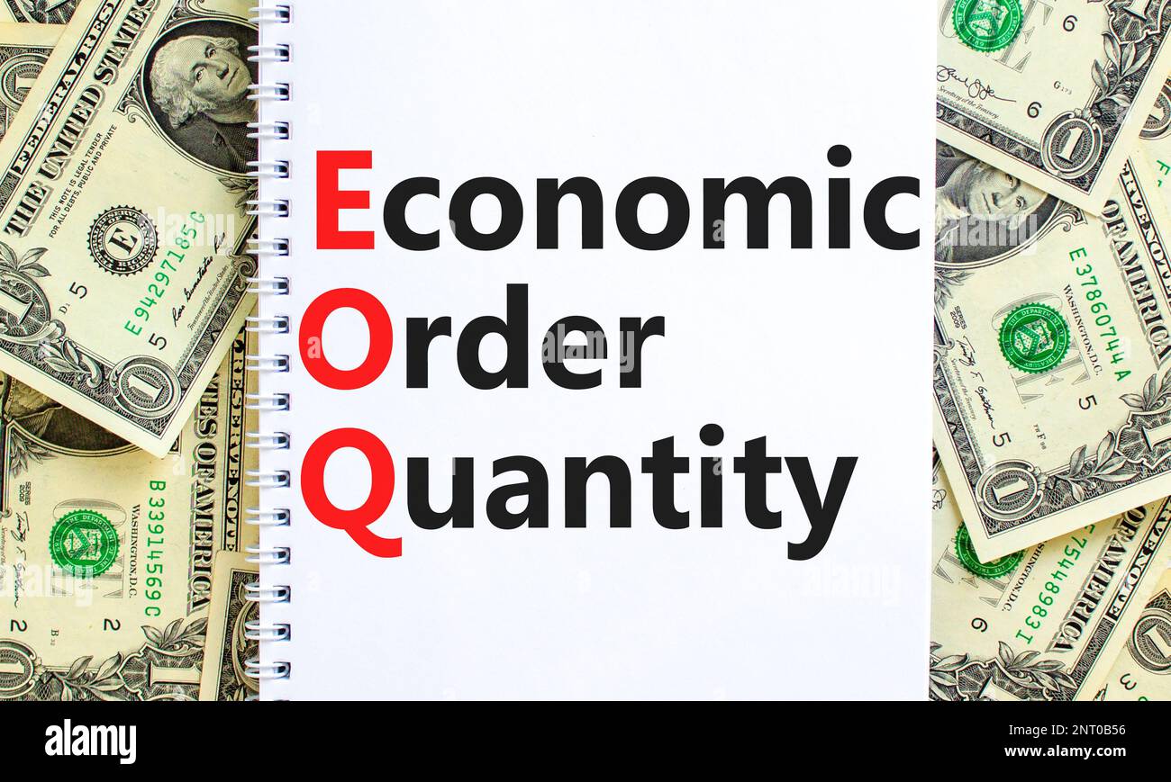 EOQ economic order quantity symbol. Concept words EOQ economic order quantity on white note on a ...