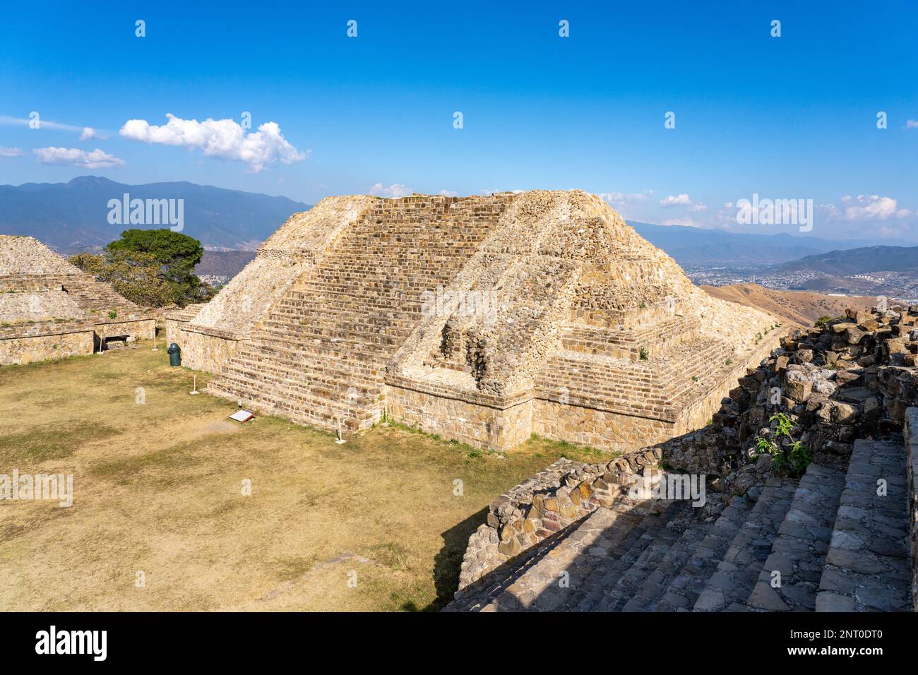 The VG Pyramid on the North Platform in the pre-Columbian Zapotec ruins of Monte Alban in Oaxaca ...