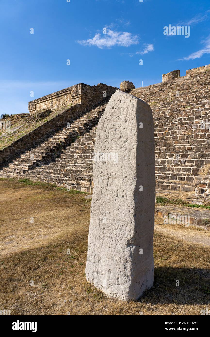 Stela 9 in front of the North Platform in the pre-Columbian Zapotec ...