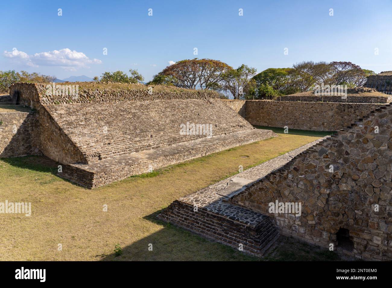 The ritual ball court in the pre-Hispanic Zapotec ruins of Monte Alban ...