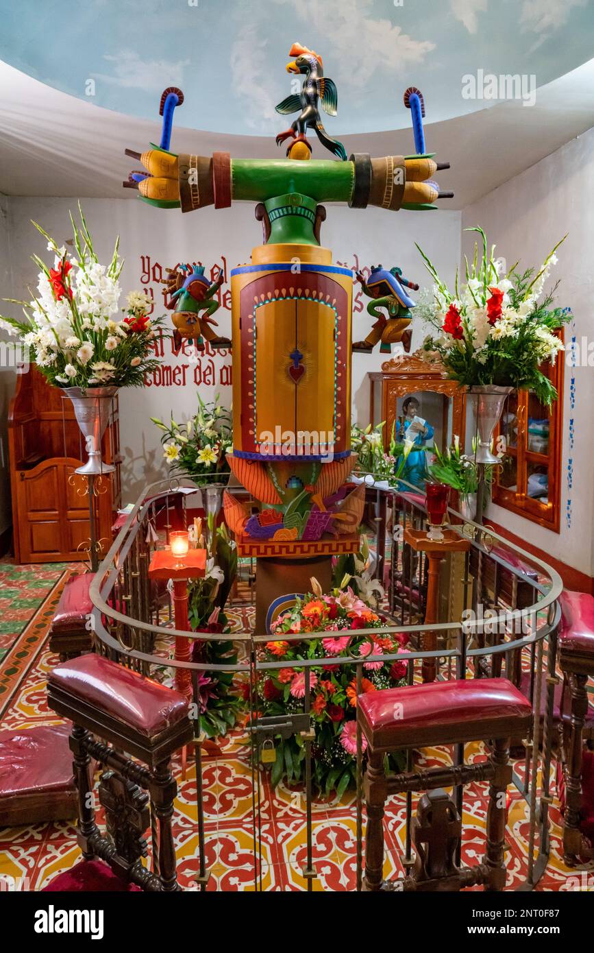 A wooden tabernacle in the Church of Santiago Apostal in the shape of ...