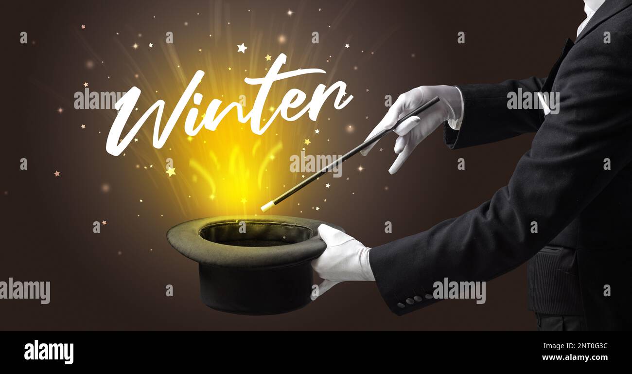 Old Magician is showing magic trick Stock Photo - Alamy