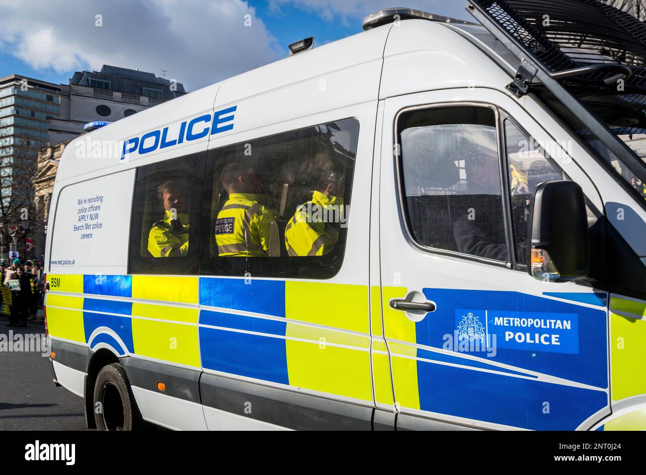 Police van with police officers inside, London, England, UK Stock Photo ...