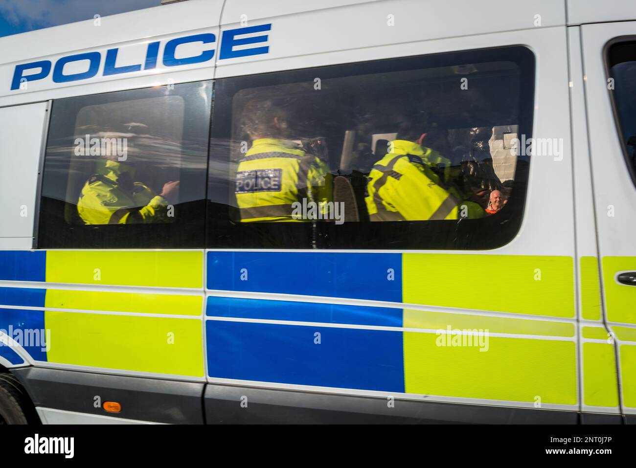Police van with police officers inside, London, England, UK Stock Photo ...