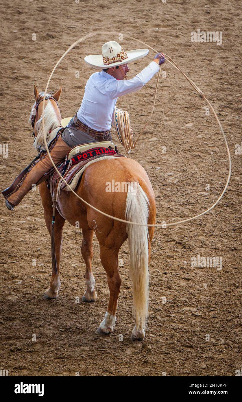 Mexican Rodeo Rope Tricks Juan Franco Practices His Rope Skills During