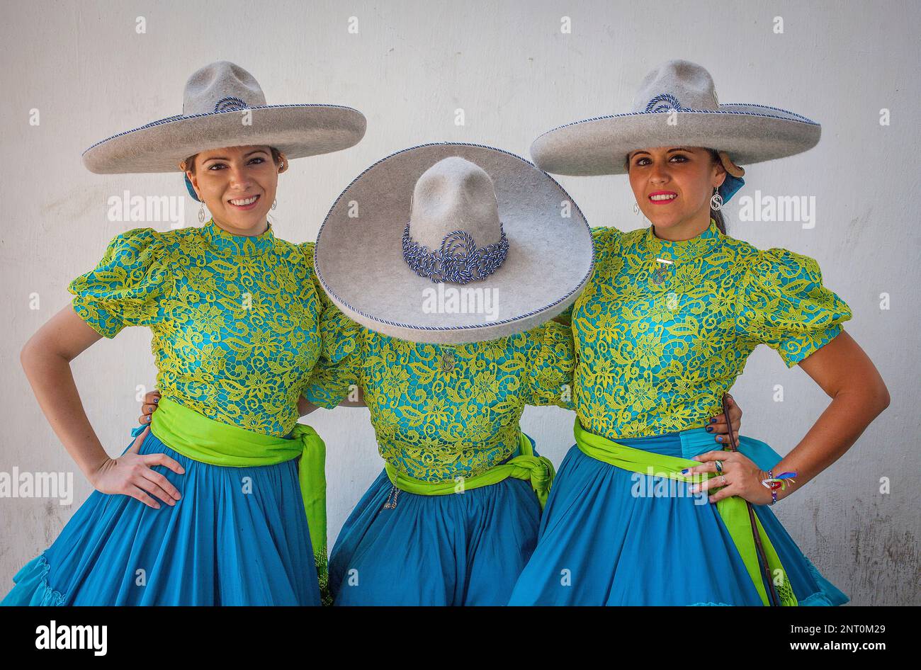Escaramuzas. A charreada Mexican rodeo at the Lienzo Charro Zermeno ...
