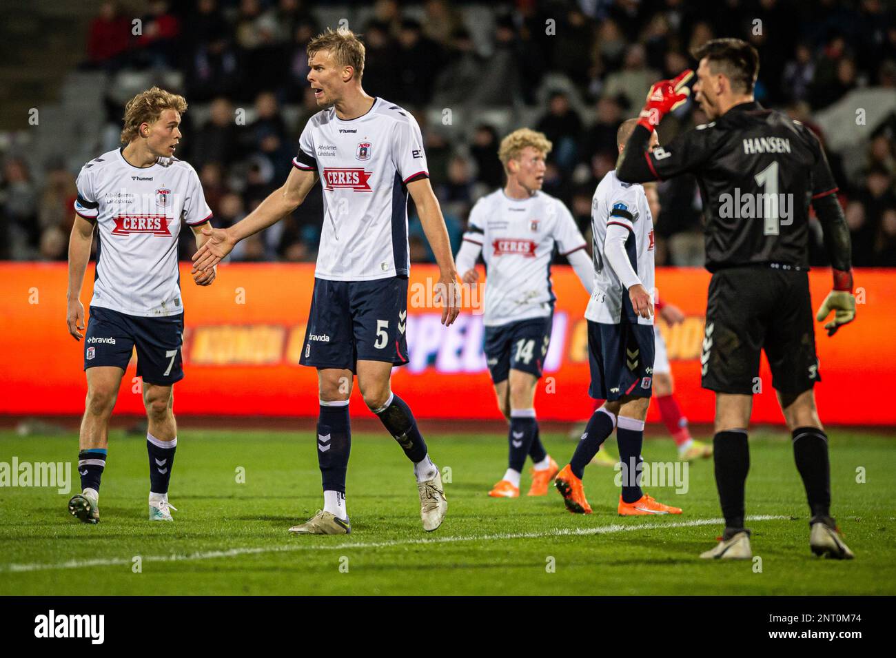 Aarhus, Denmark. 26th, February 2023. Frederik Tingager (5) of AGF seen ...