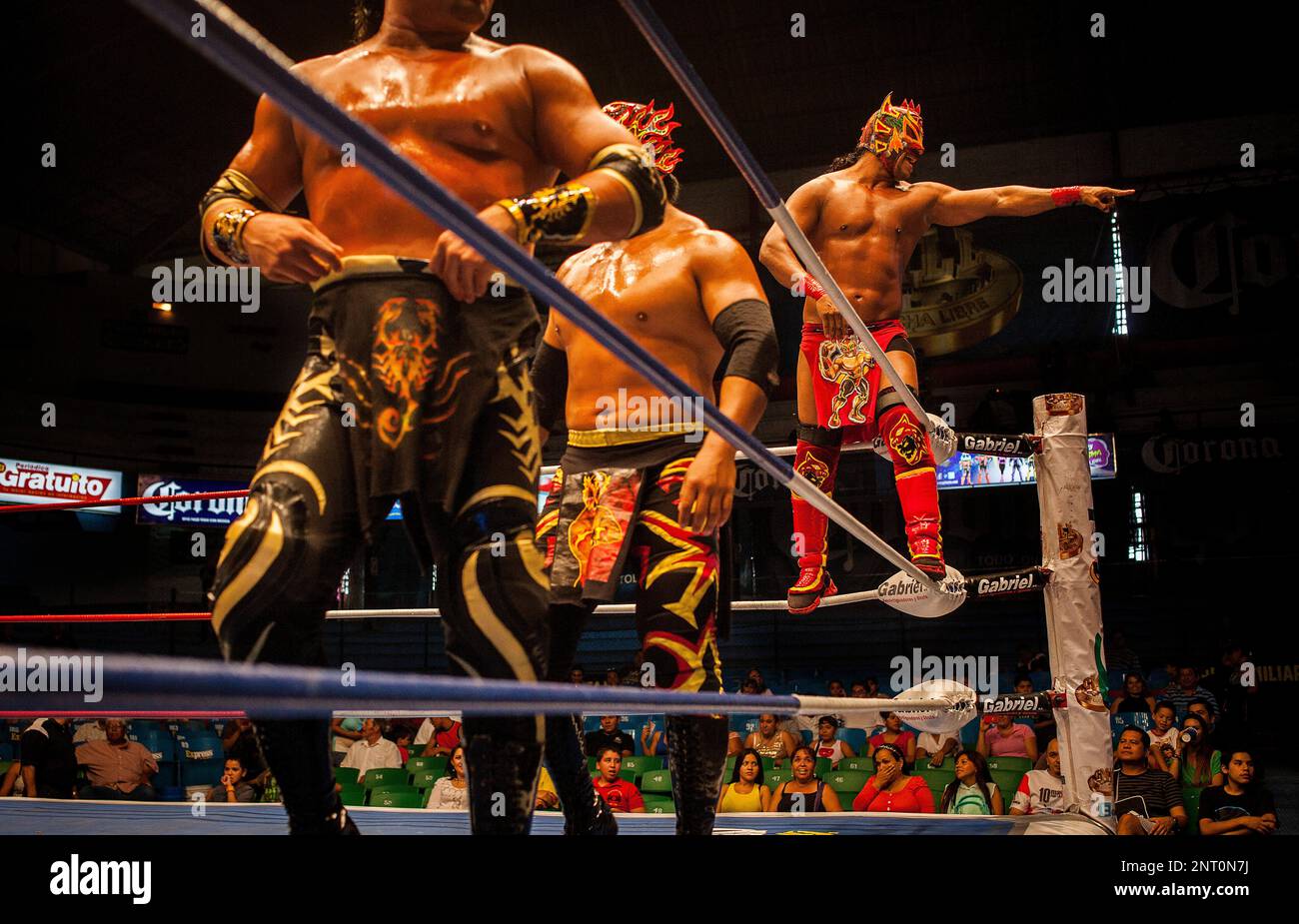 Wrestlers perform in a Lucha Libre event in Guadalajara Arena Coliseo ...