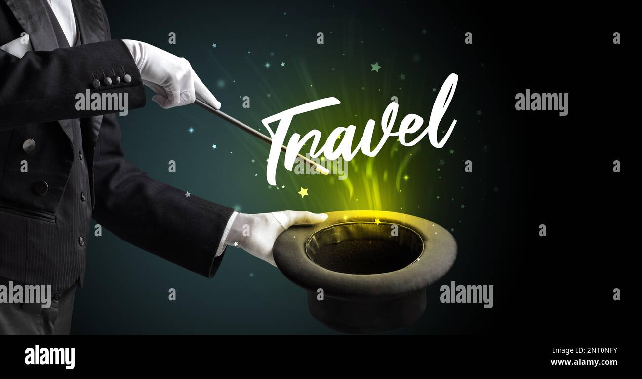Old Magician is showing magic trick Stock Photo - Alamy