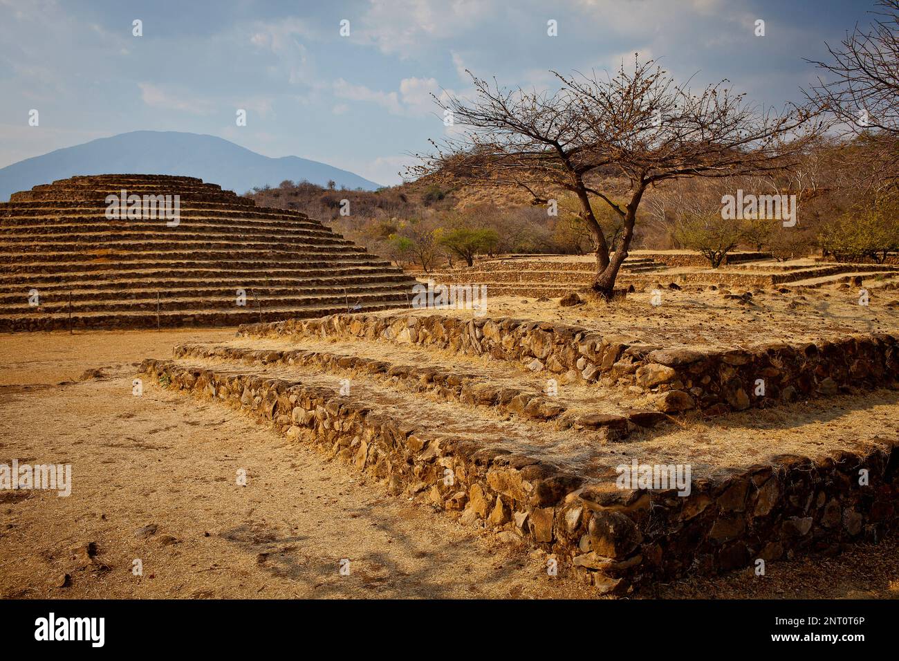 In background circular stepped pyramid, Guachimontones archaeological ...