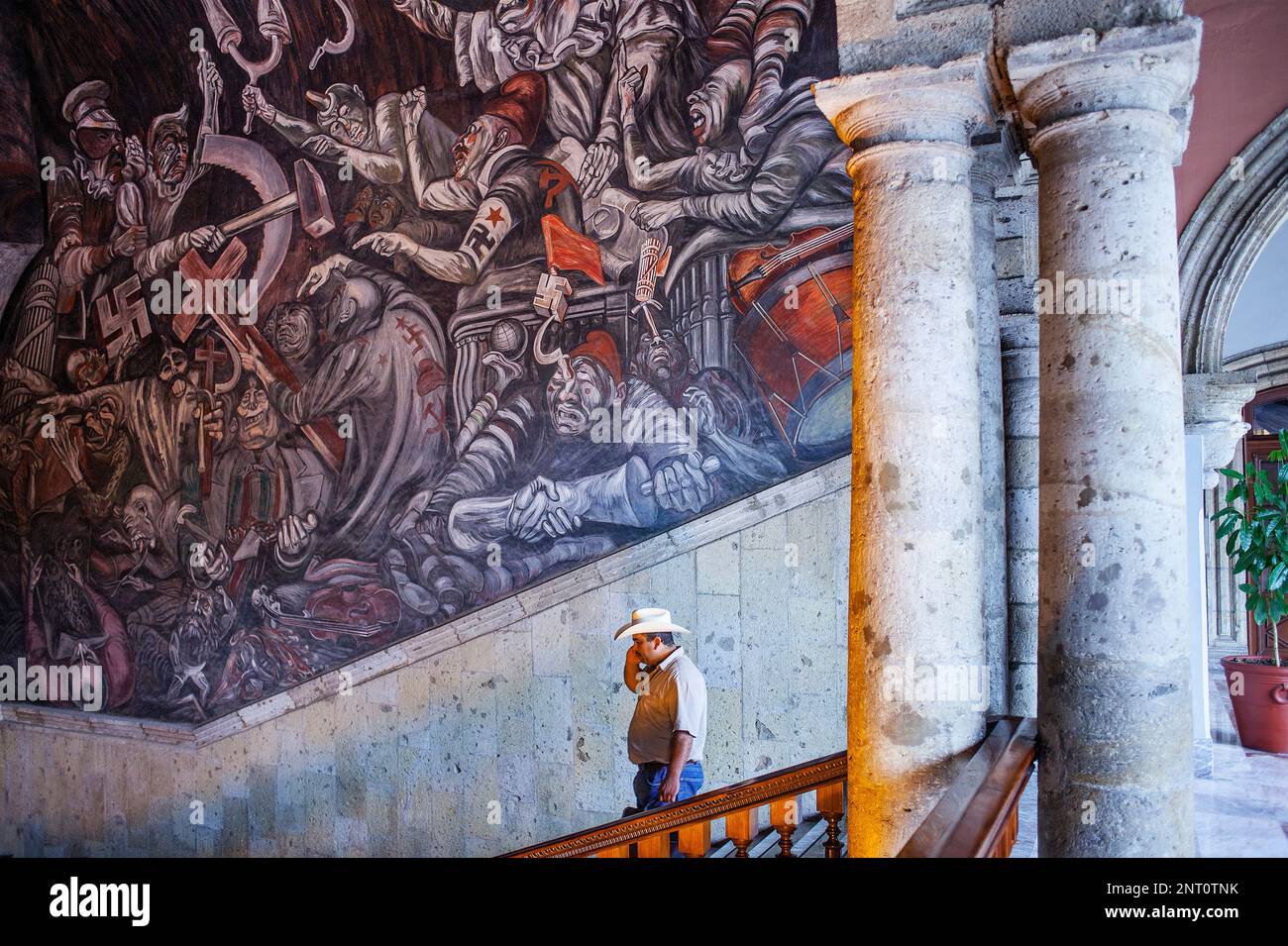 Detail of 'Hidalgo' mural painting by José Clemente Orozco over the ...