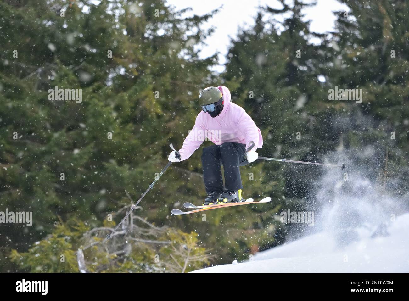 Extreme Winter Sports: Skier Takes on Gravity with Freestyle Skiing ...