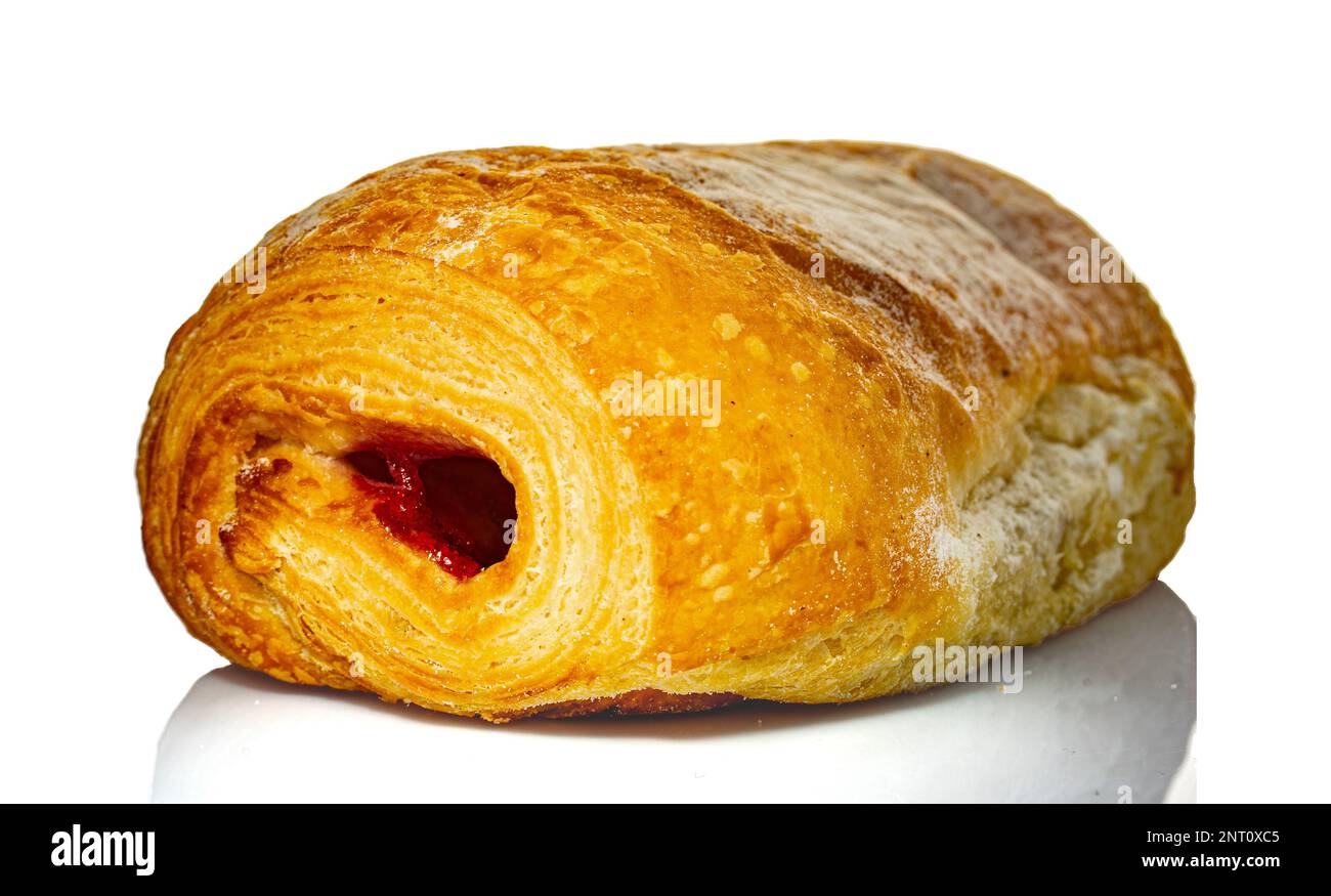 puff with cherries on a white background Stock Photo - Alamy