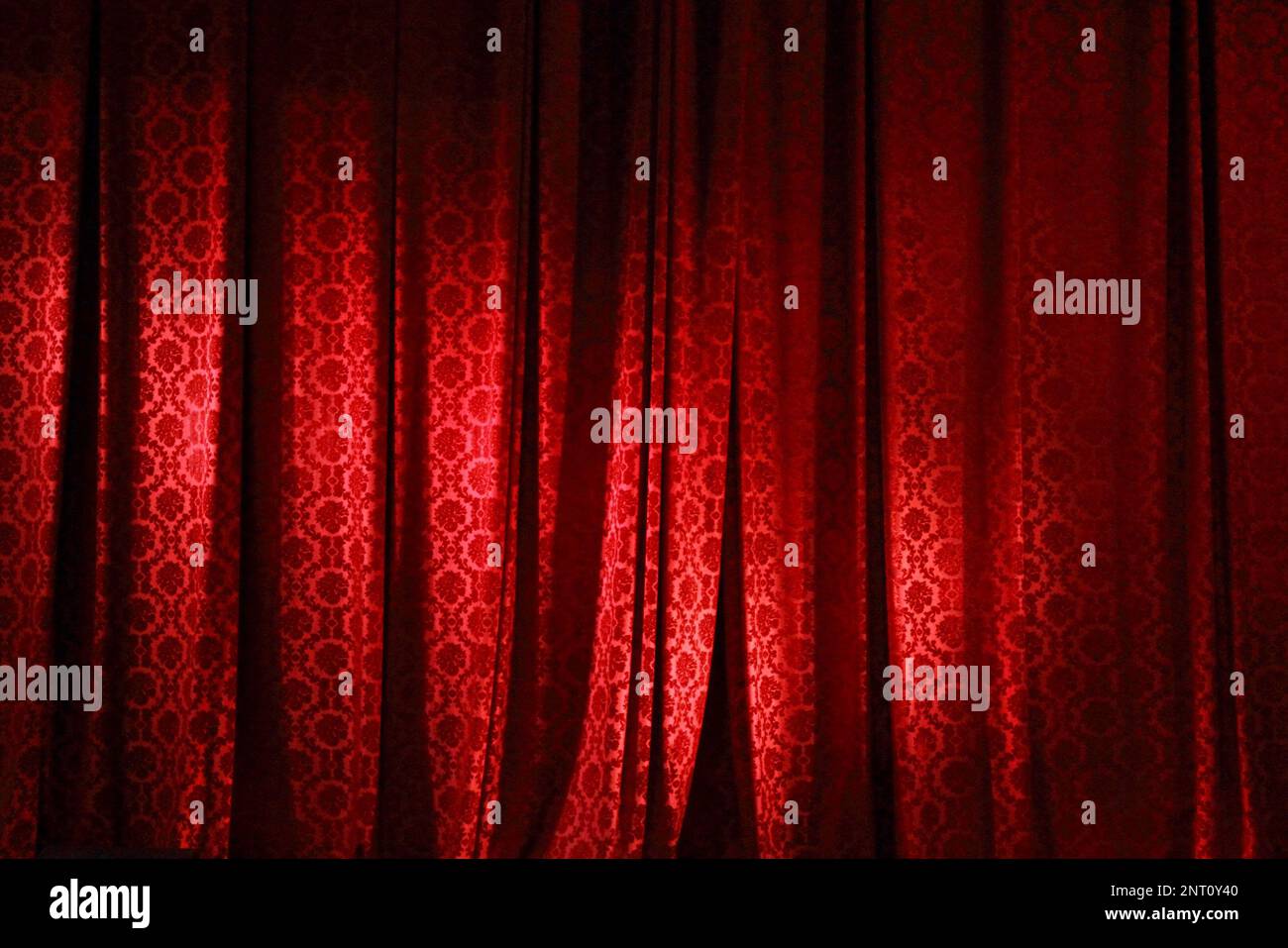 Closed red curtain in the theater before the performance Stock Photo ...