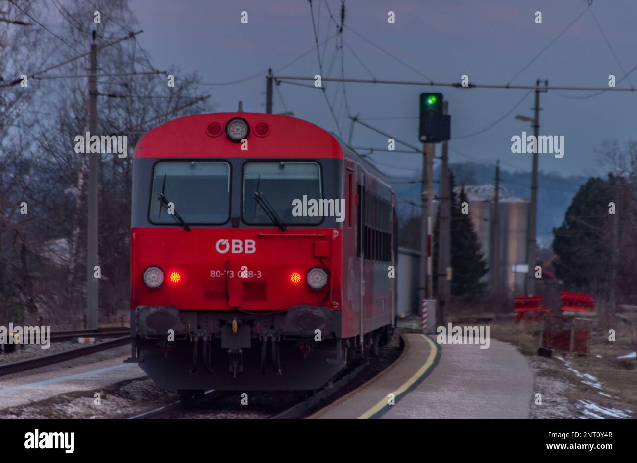 Austria red fast nice passenger trains in Micheldorf station 02 11 2023 ...