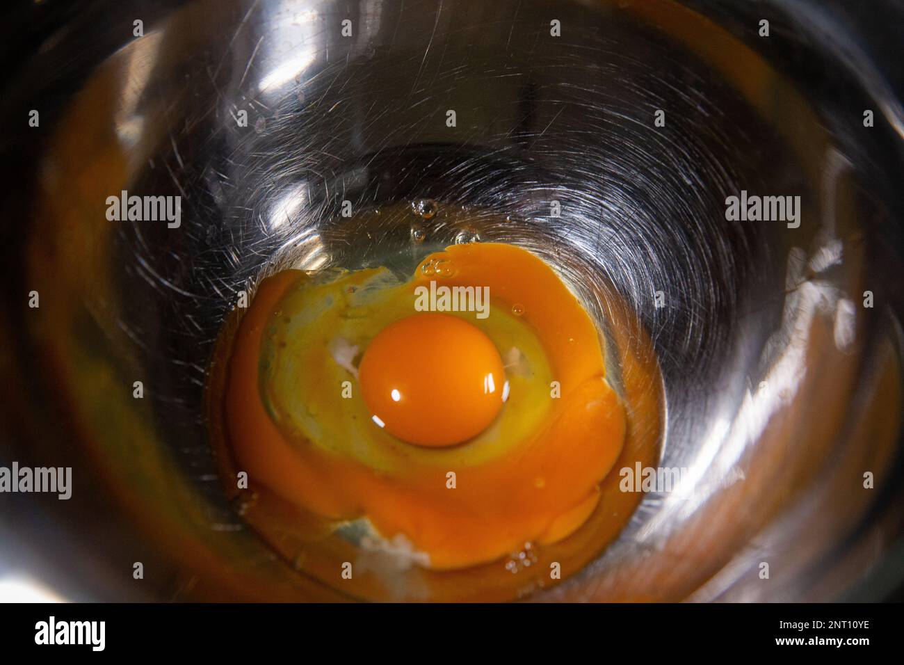 Egg yolk in mixing bowl Stock Photo - Alamy