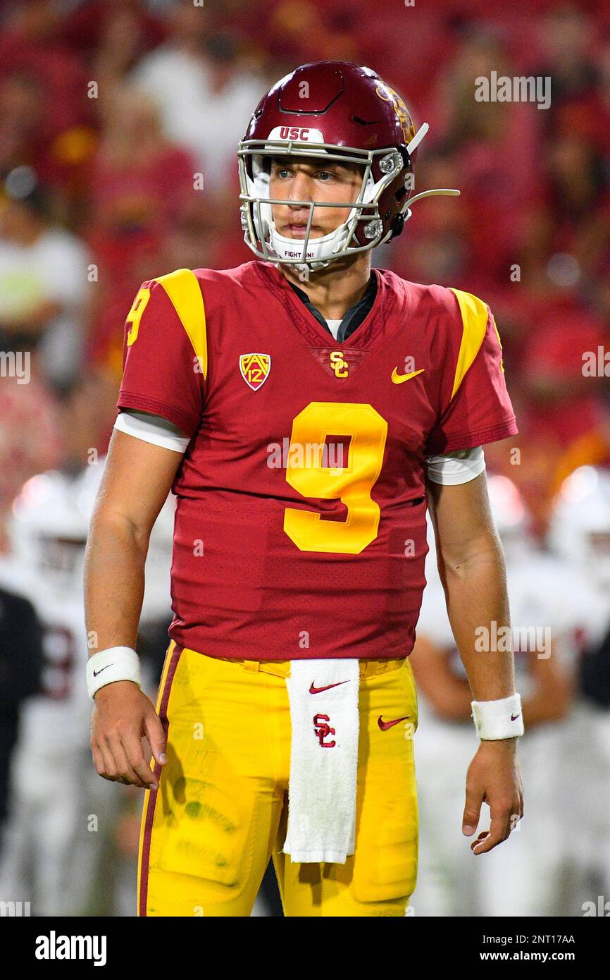 LOS ANGELES, CA - SEPTEMBER 07: USC (9) Kedon Slovis (QB) looks on ...