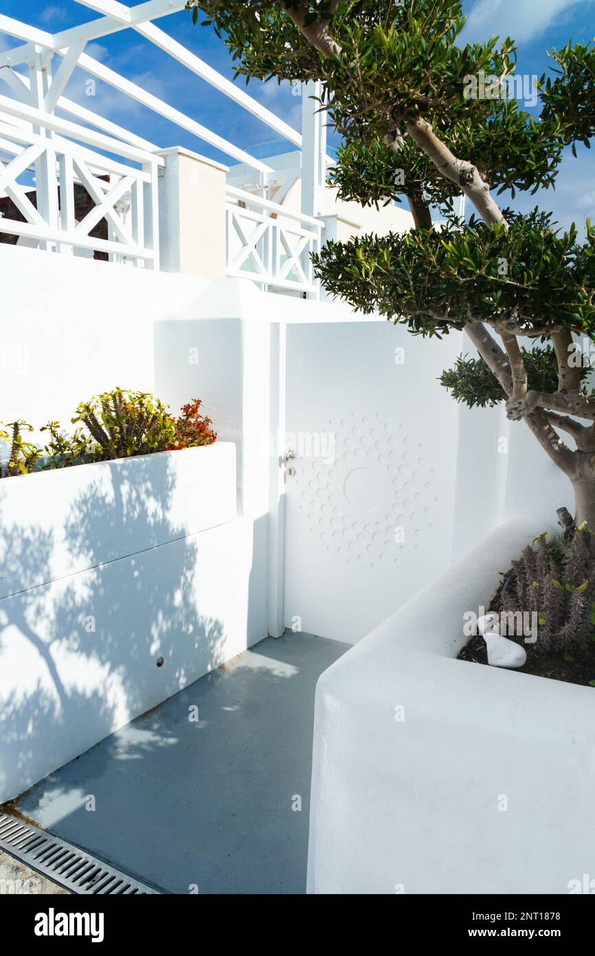 White architecture on Santorini island, Cyclades, Greece Stock Photo ...