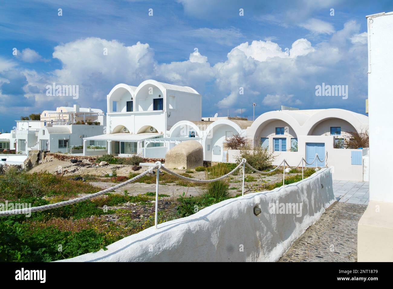 White architecture on Santorini island, Cyclades, Greece. White ...