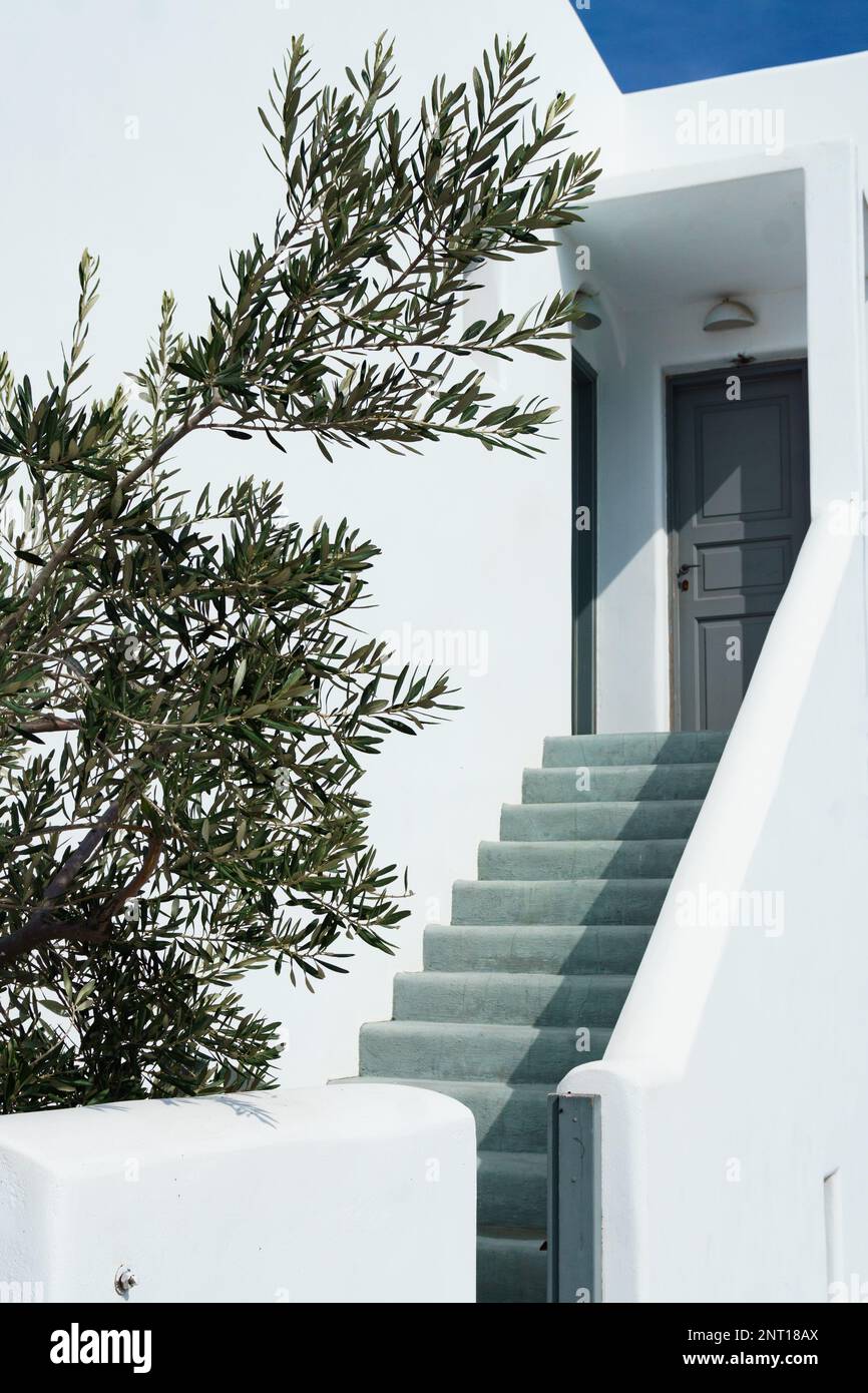 White architecture on Santorini island, Cyclades, Greece. White ...